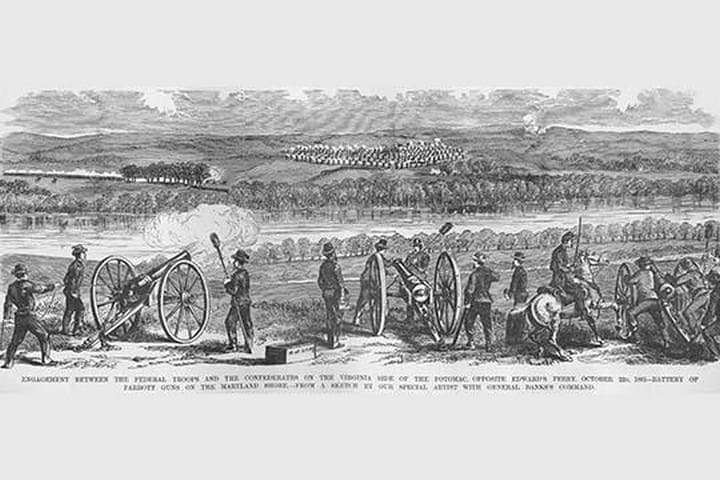 Artillery Battle At Edward's Ferry With Parrott Guns By Frank Leslie ...