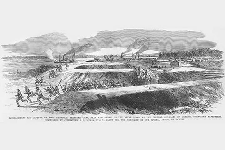Bombardment & Capture of Fort Thompson by Frank Leslie - High Quality ...