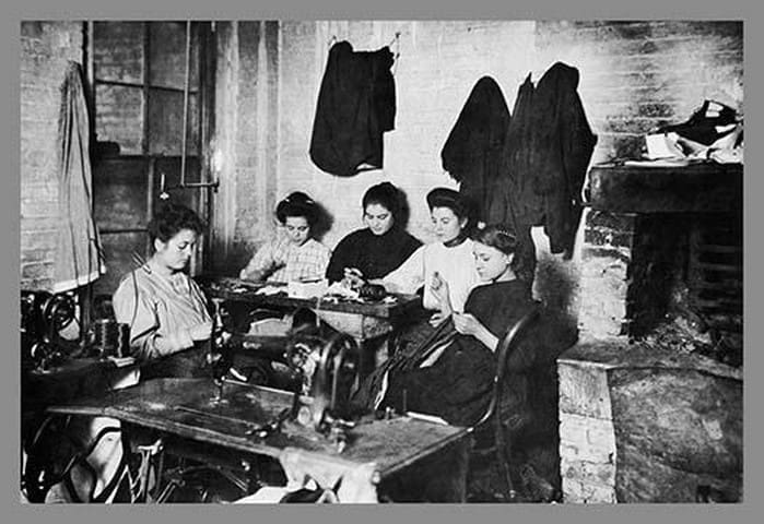 Five Immigrant Women Sit at a Table and Sew - Art Posters or Prints on ...