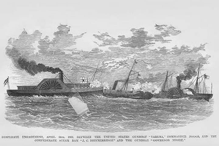 Naval Engagement Between the Southern Steam Ram, US Gunboat Varuna and ...
