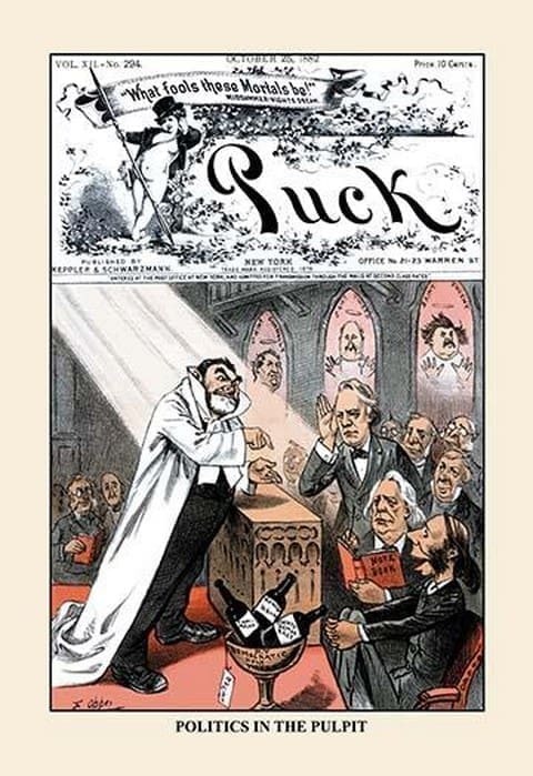 Puck Magazine: Politics In The Pulpit By Frederick Burr Opper - High ...