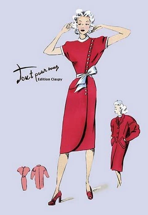 Red Dress With Matching Overcoat - High Quality Prints On Paper Or ...
